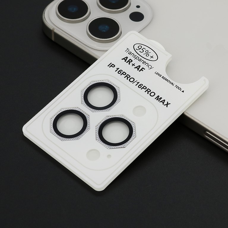 Zastita - kameru OCTAGON DIAMOND za iPhone 16 Pro (6.3)/16 Pro Max (6.9) srebrna (MS)