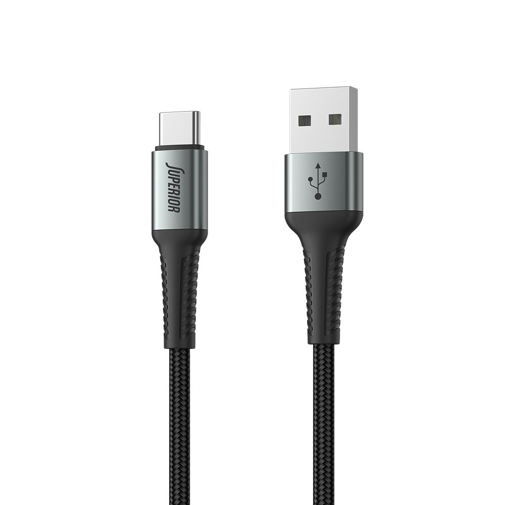 USB data kabl Superior SU-K108 pleteni Fast 27W 3A USB A na Type-C 2m crni (MS)