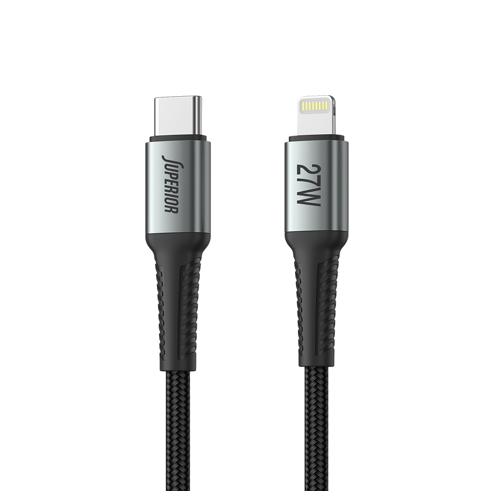 USB data kabl Superior SU-K109 pleteni 27W 3A Type-C na Lightning 2m crni (MS)