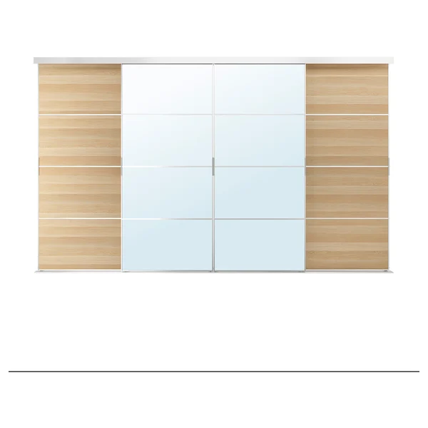 Klizna vrata, kombinacija, aluminijum/belo b. im. hrastovine ogledalo, 401x240 cm