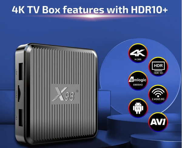 GMB-X98Q 2/16GB + daljinski BLUE (odvojen) S905W2 quad, Mali-G31MP2 4K, Android 11.0 programirajuci