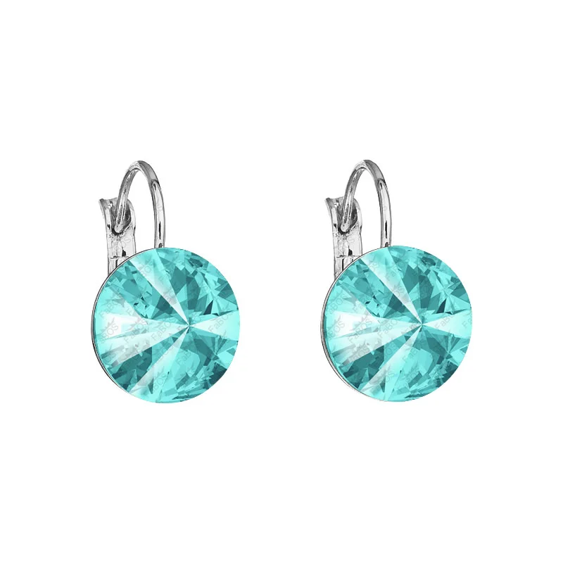 Naušnice Round Rivoli 12mm Light Turquoise