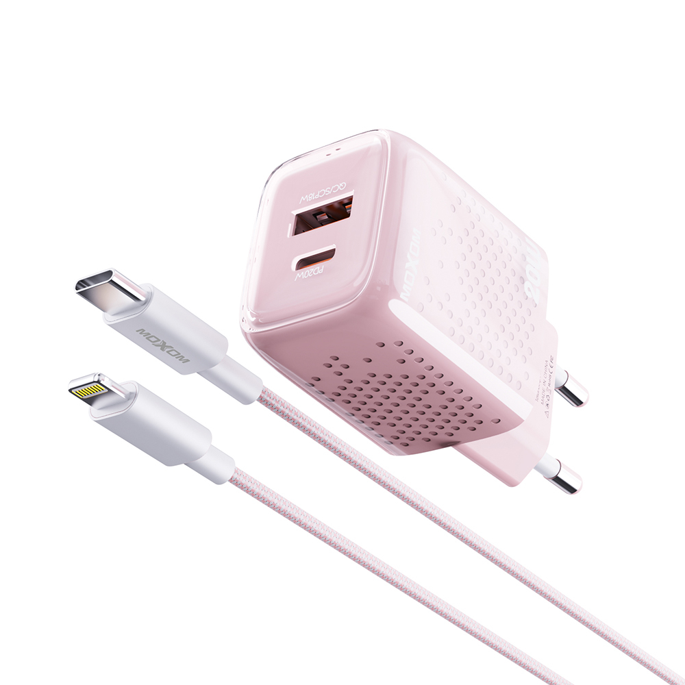 Kucni punjac Moxom MX-HC206 18W FAST PD 20W Type C na lightning pink (MS)