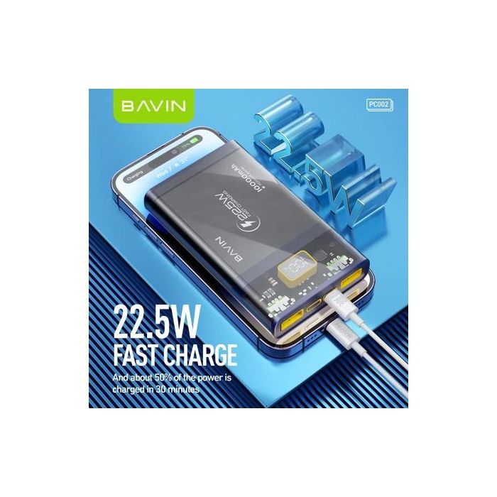 Bavin Power bank 10 000mAh 22.5W - PC002 crna