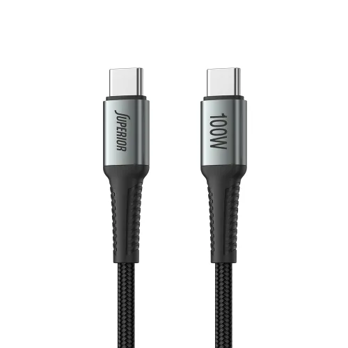 USB data kabl Superior SU-K110 pleteni Fast 100W 5A Type-C na Type-C 2m sivi (MS)