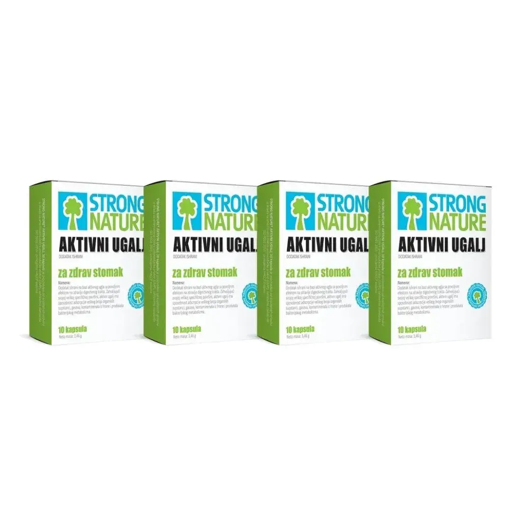 Strong Nature Aktivni ugalj 250mg, 4x10 kapsula