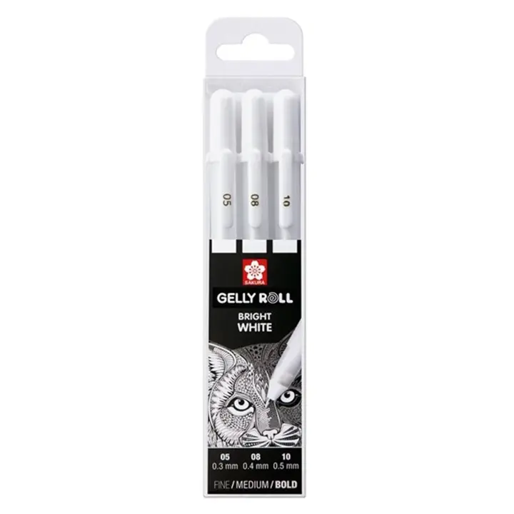 SAKURA Set gel olovaka Bright white, 3 komada, Beli