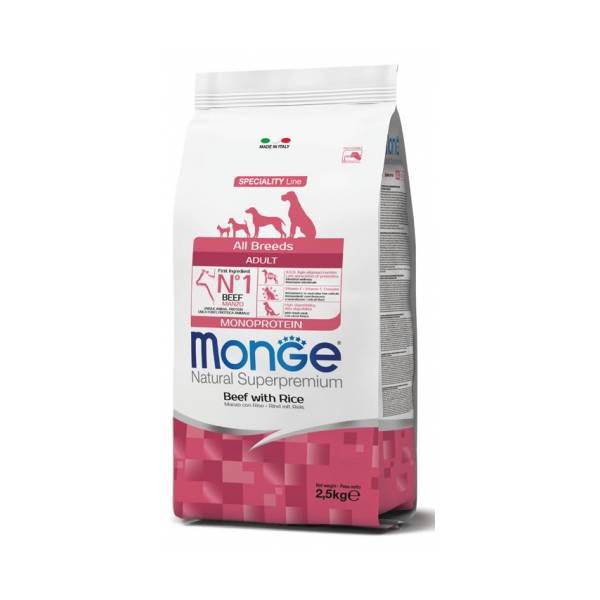 Monge All Breeds Adult Beef and Rice - 2,5kg
