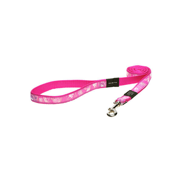 Rogz Fixed Lead Pink Paw, rozi povodac za pse - 11mm - 3/8