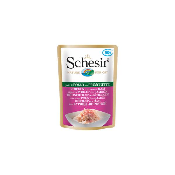 Schesir Preliv Cat piletina i šunka - 50g