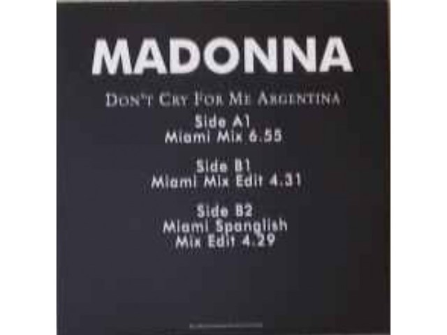Madonna - Don`t Cry For Me Argentina(maxi single Promo)