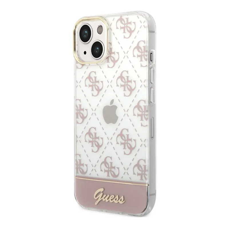 Maska Guess PC/ TPU Peony Glitter Script Logo za iPhone 14 Plus, Roze