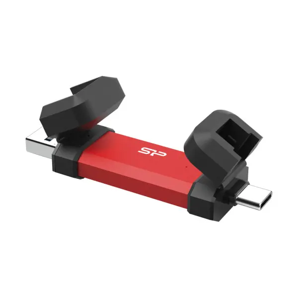 Portable Stick-Type SSD 500GB, DS72, USB 3.2 Gen 2 Type-C/Type-A, Read up to 1050MB/s, Write up to 850MB/s, Red ( SP500GBUC3S72VPR )