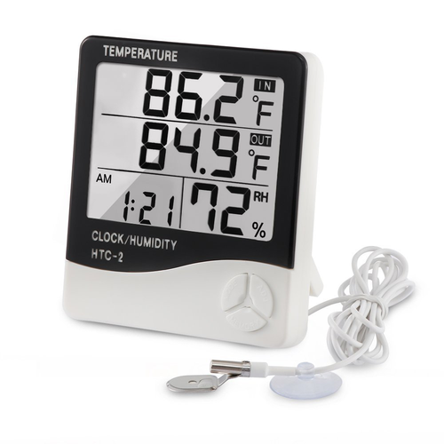Termometar HTC-2 JWD temperetura, sat, vlaznost vazduha, sonda beli