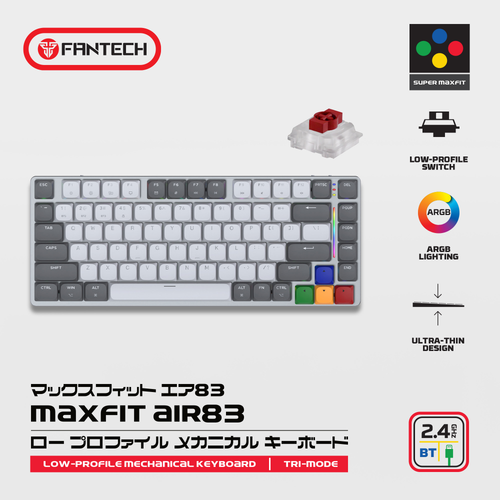 Fantech MK915 RGB Maxfit AIR83 Tastatura Mehanicka Gaming Wireless grey (red switch)