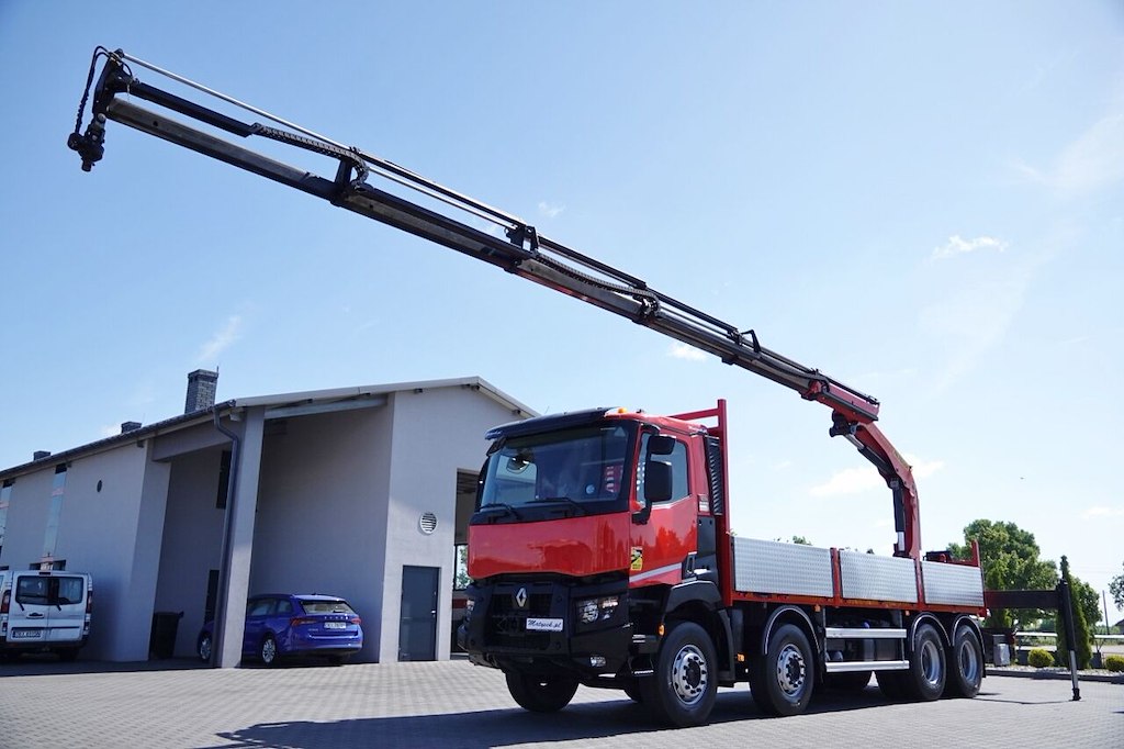 Renault C 430 / 8x4 / SKRZYNIOWY 7 M + HDS PALFINGER PK 2300-EH / WYSÓW kamion s ravnom platformom