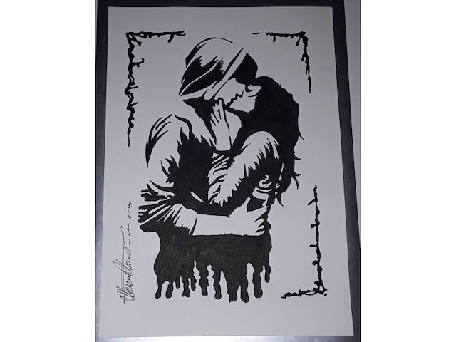 Crtez na hamer papiru 30 x 21,5 cm. - Poljubac