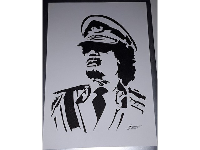 Crtez na hamer papiru 30 x 21,5 cm. - Gadafi