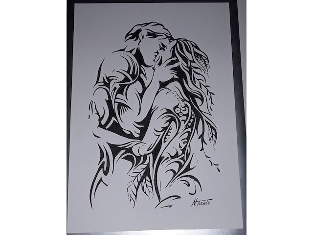 Crtez na hamer papiru 30 x 21,5 cm. - Poljubac