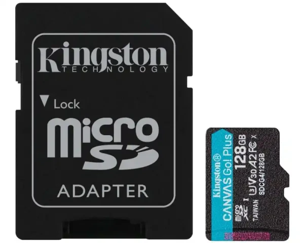 Micro SD Card 128GB Kingston+SD adapter SDCG4128GB - 200160 MBs
