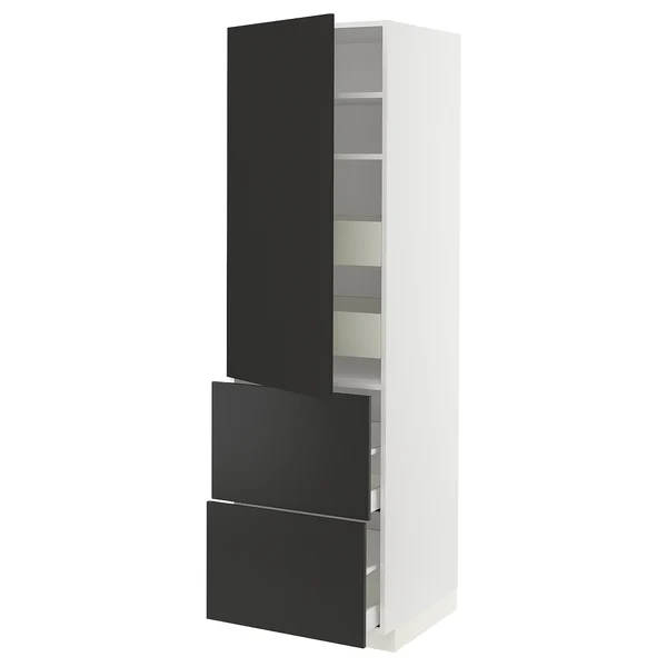 Vis.el. s polic/4fiok/vrat/2front, bela/Nickebo boja antracita, mat, 60x60x200 cm
