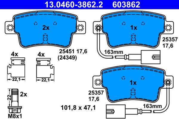 Komplet pločica, disk-kočnica ATE 13.0460-3862.2
