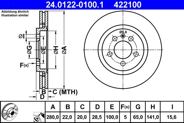 Kočioni disk ATE 24.0122-0100.1