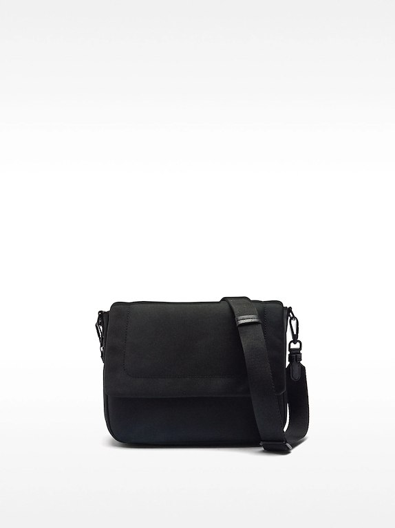 NYLON CROSSBODY BAG WITH FLAP CLOSURE