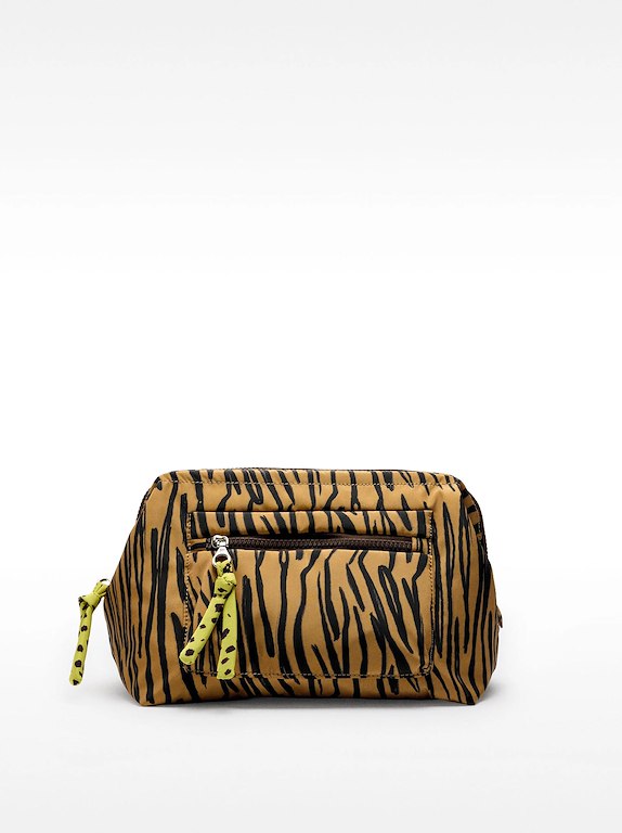PRINTED NYLON NECESSAIRE WITH ANIMAL PRINT