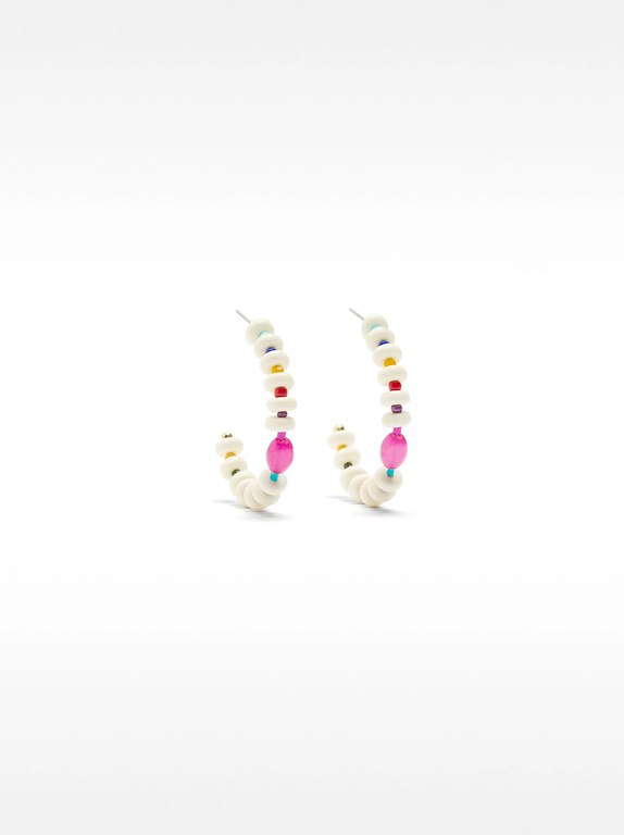 HOOP EARRINGS WITH MULTICOLORED BEADS