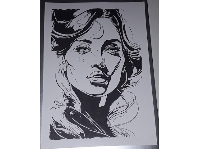 Crtez na hamer papiru 30 x 21,5 cm. - Devojka 2