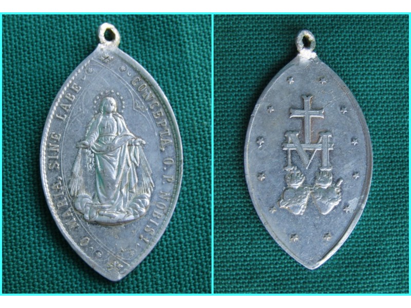 Verski Medaljon-O Maria,Sine Labe.Concepta O.P. Nobis!