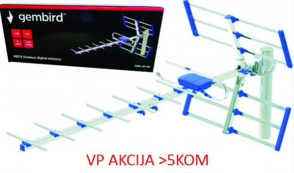 GMB-2814R ** Gembird Antena digital HDTV Loga UHF, F-Konektor, 84cm, dobit 12dB aluminium(kutija)704