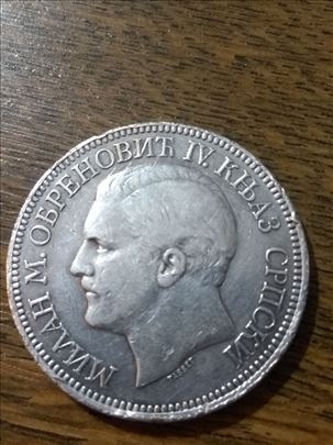 5 dinara, Obrenović, 1879