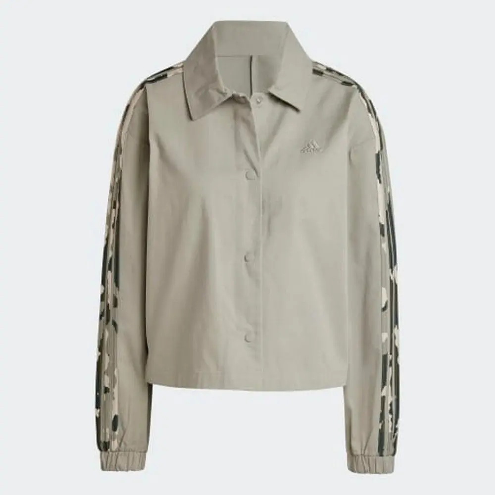 Adidas Ženski duks Essentials camo printed 3s twill coach jacket, Maslinasti