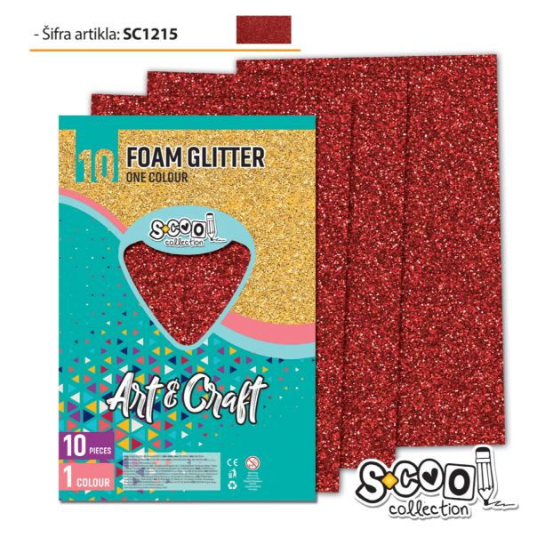 S-COOL Eva pena gliter crvena, set 1/10 sc1215