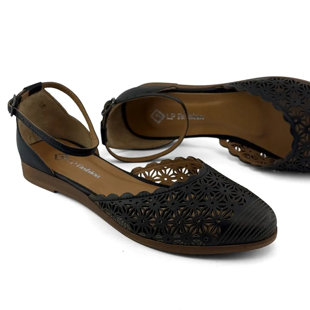 LP Fashion Ženske kožne sandale, Crne