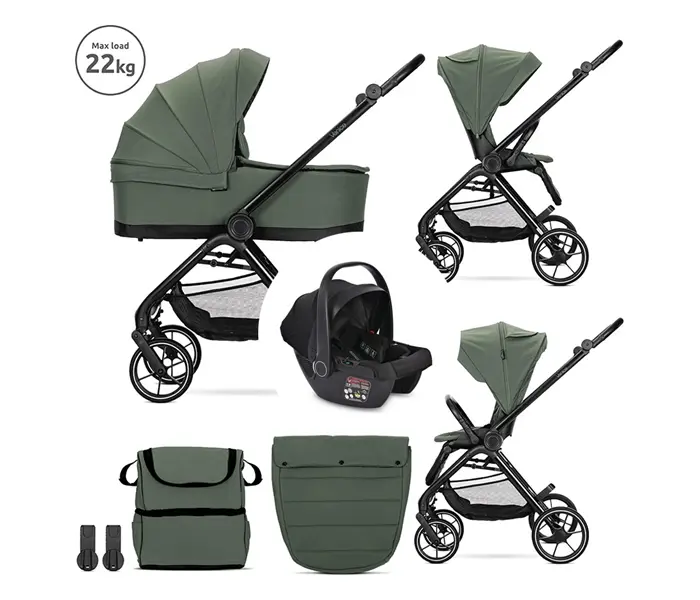Lorelli Kolica za bebe Venice 3u1, 22kg, Zelena