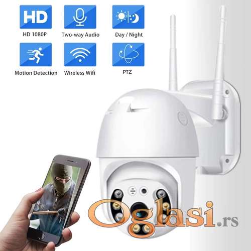 PTZ Ip WiFi kamera 1080P spoljna dve antene + 8 dioda