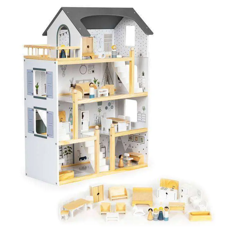 ECO TOYS Set kućica za lutke, 18 dodataka