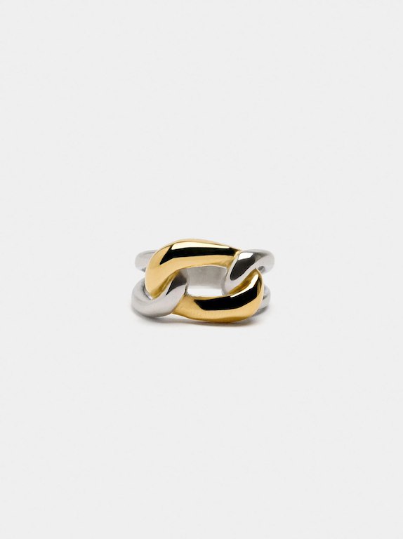 BICOLOR INTERTWINED LINKS RING - STAINLESS STEEL