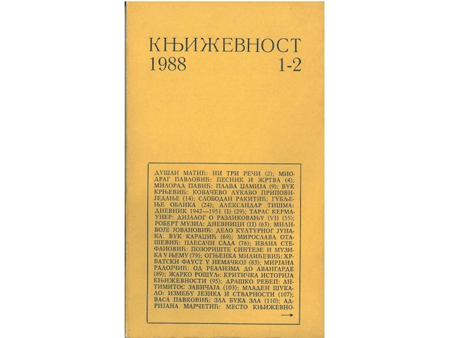 KNJIZEVNOST 1988 1-2