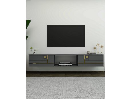 HANAH HOME TV polica Aredam Anthracite Gold