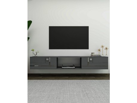 HANAH HOME TV polica Aredam Anthracite Silver