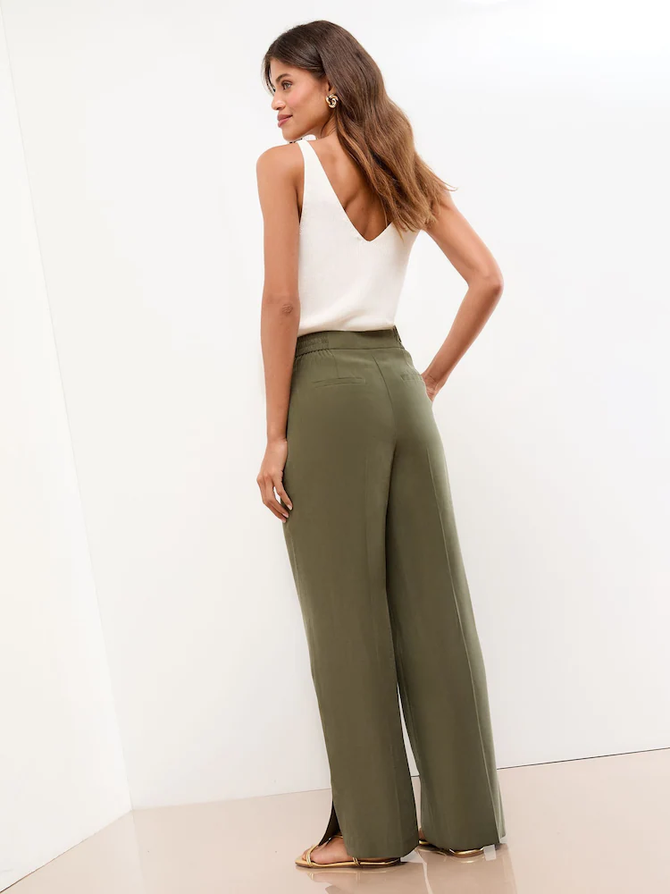Khaki Zeleno - Lipsy Pantalone širokih nogavica Pantalone