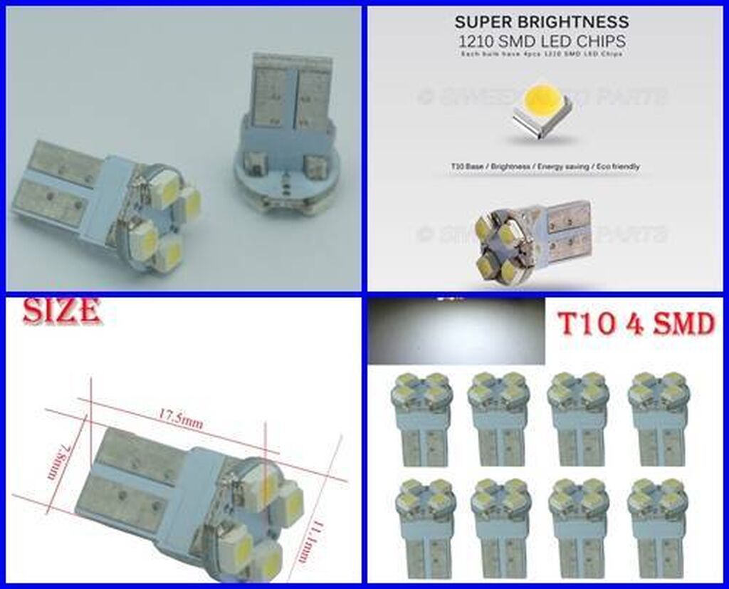 Slika 1 120din Led sijalica T10 smd 4 (1) bela boja 12v, 1w