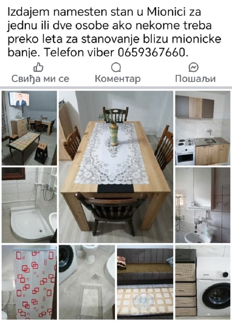 Izdaje se namesten stan u Mionici za letovanje