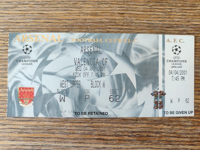Arsenal - Valensija 04.04.2001. Liga Šampiona CELA