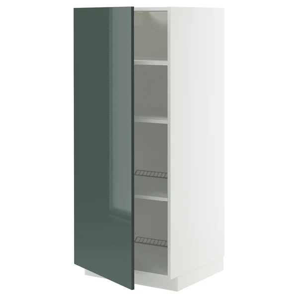 Visoki element s policama, bela/Kallarp tamna sivozelena visokog sjaja, 60x60x140 cm