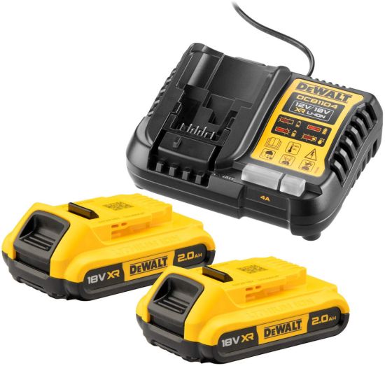 DeWALT starter set punjač i baterije 18V 2 x 2,0Ah (DCB1104D2)